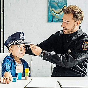 pereberi 13 PCS Police Costume for Kids Role Play Kit with Police Vest Walkie Talkie Police Badge Handcuffs Toy Gun for Boys Halloween Dress Up Clothes with Storage Bag