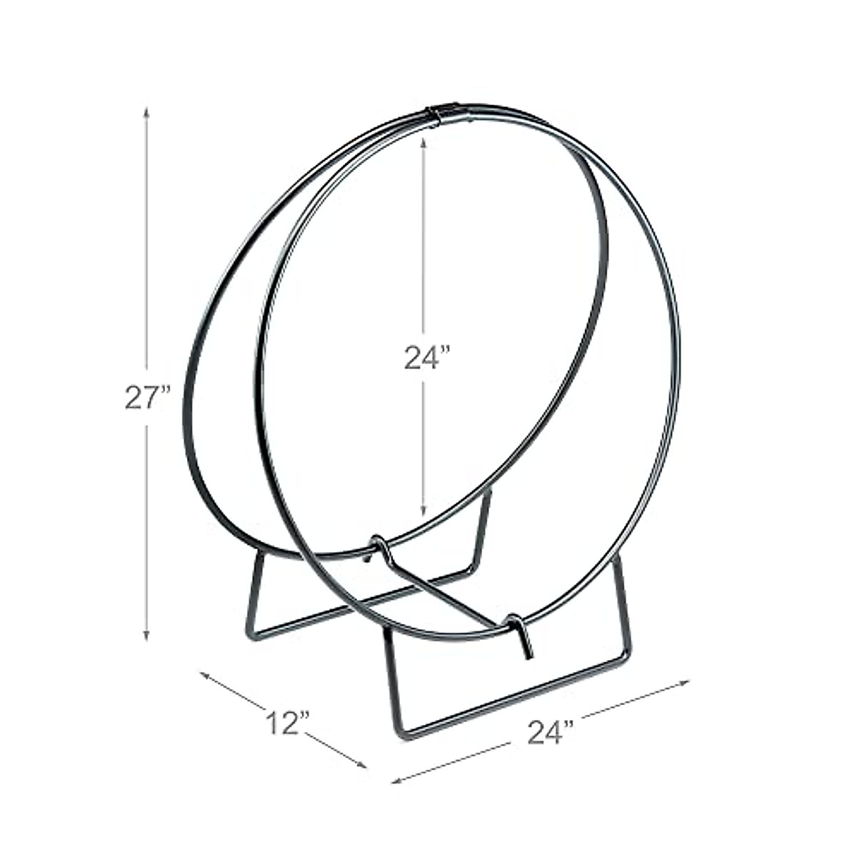 UniFlame Firewood Log Hoop Rack with 1/2" Solid Stock, Black
