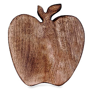 EARTHLY HOME Wooden Apple Shape Serving Tray, Wooden Tray with Handles Natural Finish, Great for Dinner Trays, Tea Tray, Bar Tray, Breakfast Tray - Hand Carving Unique Furnishing,8"