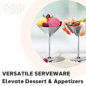 OGGI Stainless Steel Martini Glasses - 8oz, Set of 2 - Unbreakable Martini Glasses, Ideal Outdoor Martini Glasses for Boating, RV, Parties, Stylish Cocktail Glasses & Martini Glass Gift Set