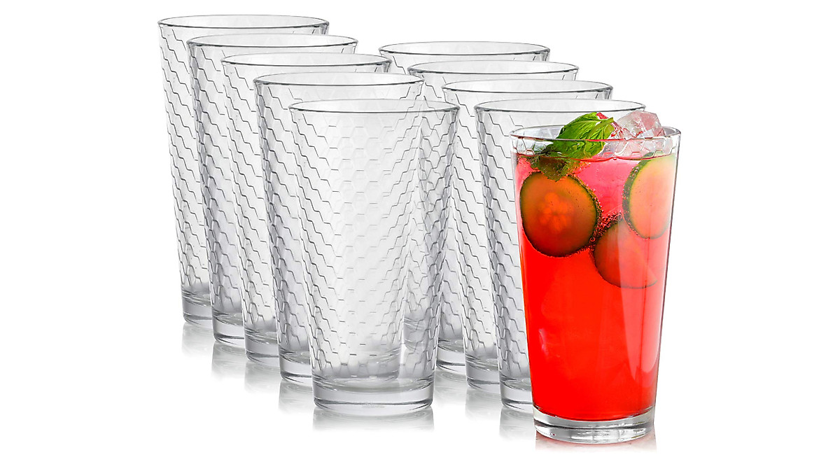 Circleware Paragon 8pc Highball Glasses - Elegant & Eco-Friendly
