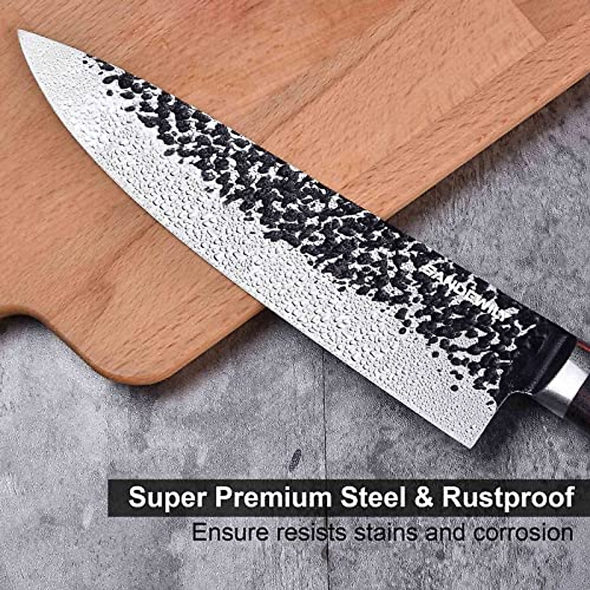 SANDEWILY Professional Chef Knife Ultra Sharp Kitchen Knife Set 3 PCS,Premium German Stainless Steel Japanese Knife Set for Kitchen with Sheath,Ergonomic Pakkawood Handle and Gift Box…