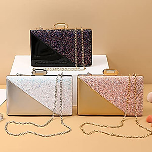 ZHANNI Clutch Purses for Women Fashion Shining Evening Bag Handbag Party Wedding Clutch Cocktail Prom (Silver)