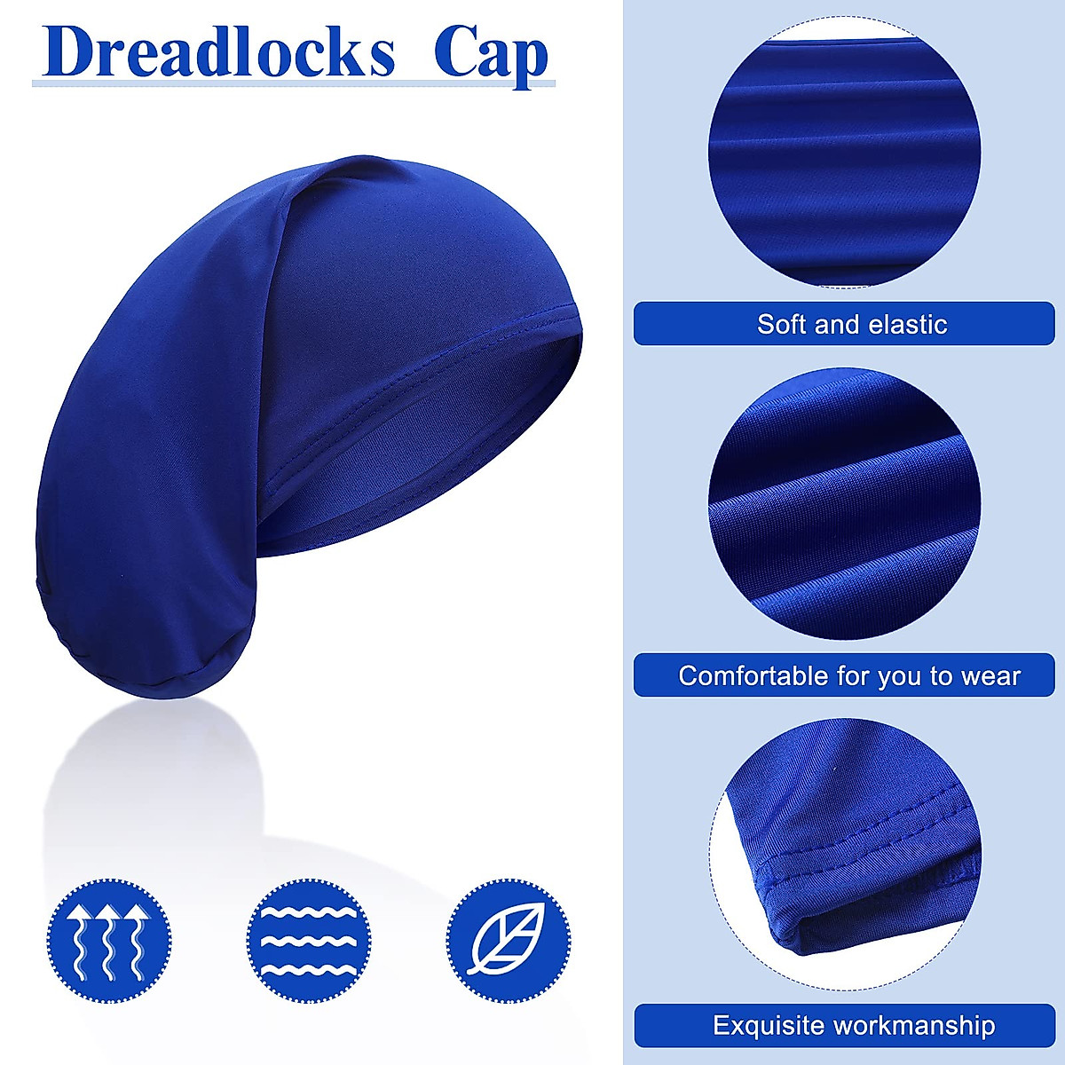 8 Pieces Unisex Dreadlock Cap Dreadlock Spandex Cap Long Hair Dreads Head Wrap Sleep Bonnet Full Cover for Men, 15 x 9 Inch (Assorted Color)