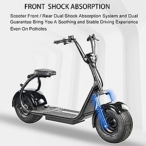 eHoodax 3000w Fat tire Electric Scooter with 2 Seats，Adults Citycoco Scooters Up to 32 Mph & 60V 20Ah Lithium Removable Battery with Alarm Anti-Theft Device US Charger (20AH)