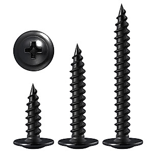 Wensilon (250 pcs)#8×1" Black Truss Head Wood Screws Quick Metal Self Tapping Zinc Oxide