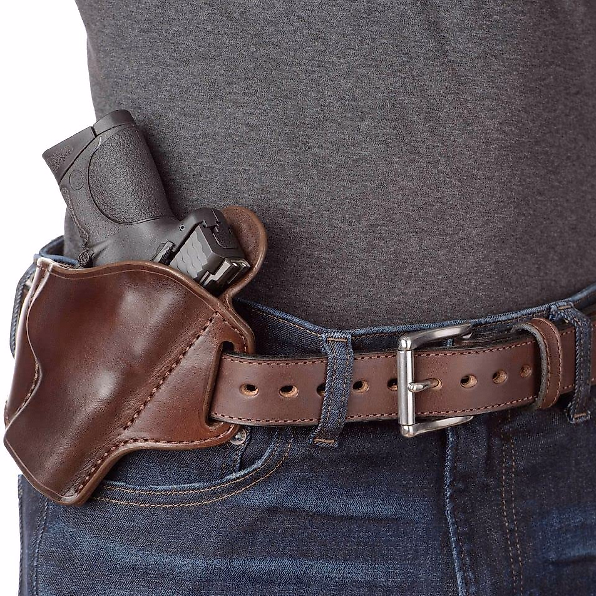 Bullhide Belts Mens Leather Belt for Casual Dress, 1.50" Wide, Brown, 44 Inches