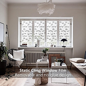 LEMON CLOUD Bamboo Window Film Frosted Glass Privacy Window Stickers Decorative Window Covering Static Cling No Glue Removable Window Decals for Home(23.6 x 78.7 Inch)