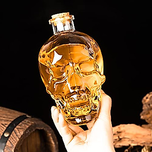 Skull decanter set-With 2 Skull glass vodka glass for Scotch, Bourbon, Liquor and Cocktail（750ML) Transparent