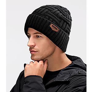 Loritta Men&Women Winter Knitting Skull Cap Wool Warm Slouchy Beanie Hat Black one size