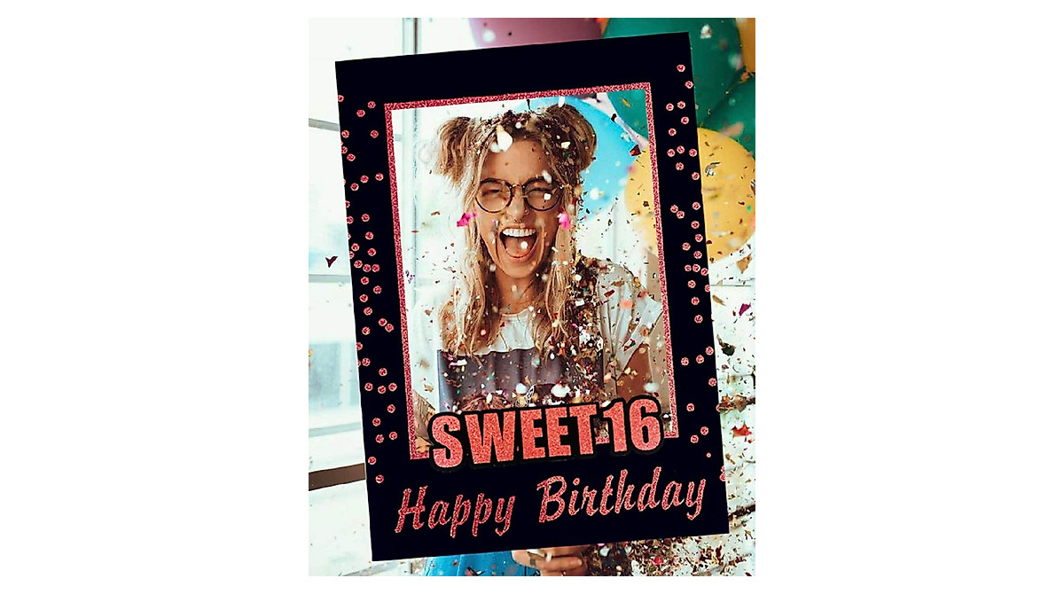 LaVenty Rose Gold 16th Birthday Photo Frame & Props | Party Decor