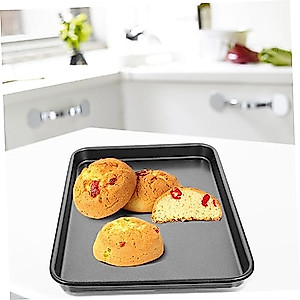 SHOWERORO 2pcs Non-stick Carbon Steel Bakeware Bread Tray Toaster Oven Pan Stainless Steel Bakeware Heavy Duty Roasting Pan Lasagna Pan Carbon Steel Cookie Sheet Household Baking Tray Cake