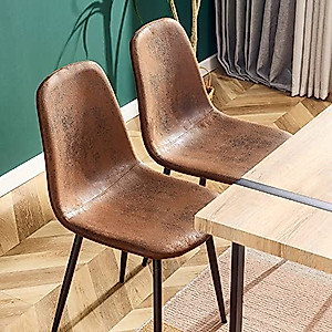 Yoluckea 5 Piece Dining Table Set, Modern Farmhouse Wood Dining Table with 4 Dining Chairs Set, Rectangular Kitchen Table Upholstered Fabric Side Chairs, 55.1" W x 31.4" D x 29.9" H