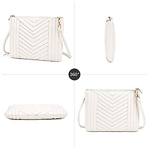 AMELIE GALANTI womens small crossbody strap handbag bag,Soft Leather Fabric Delicate Durable Fashion Design (White)