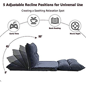 LTT Futon Sofa Bed, Futon Couch, Sofa Bed Adjustable Folding Futon Sofa Video Gaming Sofa Lounge Sofa with Two Pillows