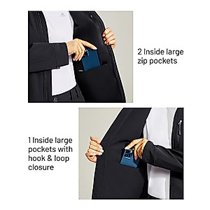 Haimont Women’s Water Resistant Fleece Lined Jackets with Hooded Softshell Windproof Outdoor Skiing Zip Pocket Winter Coat Black XL