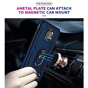 Moto Z4 Case,Moto Z4 Play Case, [ Military Grade ] 15ft. Drop Tested Protective Case with Magnetic Car Mount Ring Holder Stand Cover for Moto Z4/Z4 Play - Blue