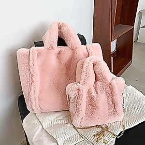 Tote Bag large Shoulder Bag Fleece Faux Fur Hobo Tote Bag Handbag Retro Bag Solid Color Big Purse