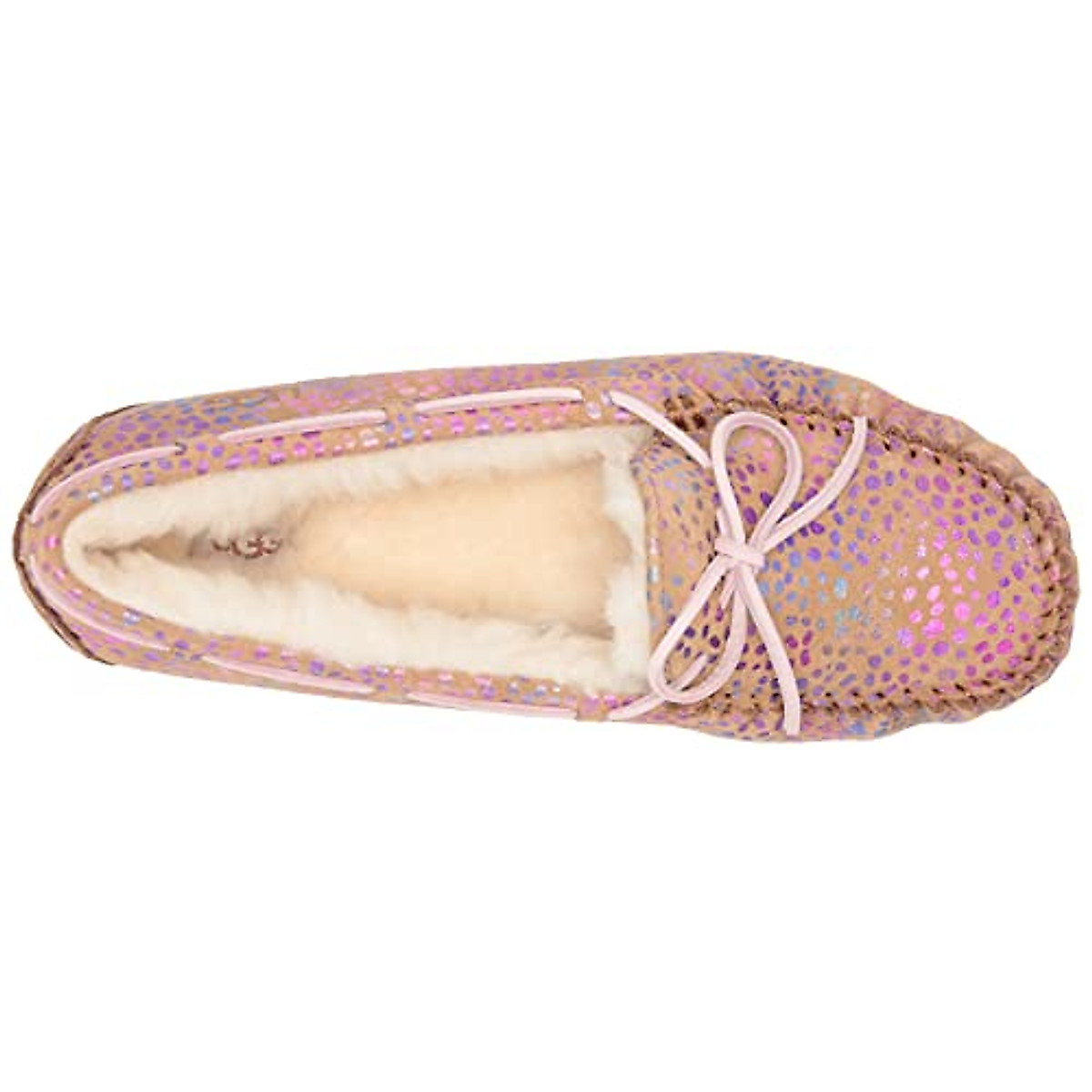 UGG Girls K Dakota Spots Slipper, Chestnut Sparkle Suede, 5 Big Kid