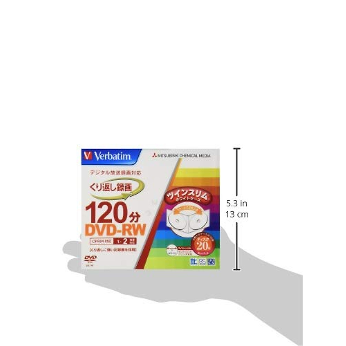 Verbatim Japan VHW12NP20TV1 DVD-RW CPRM 120 Minutes, 20 Sheets, White Printable Twin Case, 1-2x Speed
