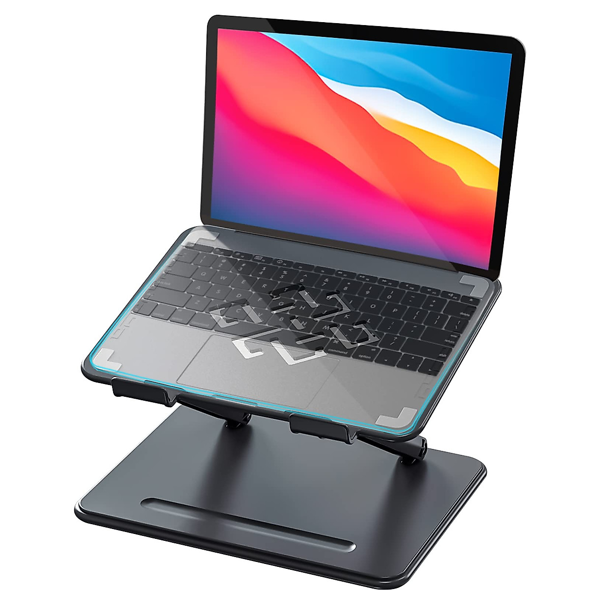 Laptop Stand , Ergonomic Laptop Stand for Desk Adjustable Height, Portable Laptop Riser Holds Up Compatible with MacBook More Laptops 10- 15.6 inches - Black