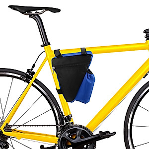 X AUTOHAUX Bike Triangle Frame Bag Front Pouch Cycling Bicycle Wedge Tube Storage Bag with Bottle Holder for Road Mountain Bikes Blue