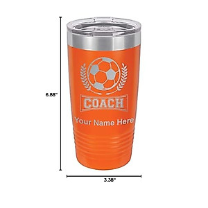LaserGram 20oz Vacuum Insulated Tumbler Mug, Soccer Coach, Personalized Engraving Included (Orange)