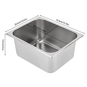 1 Set 1/2 Size Stainless Steel Steam Hotel Pan Steam Table Pan Food Service Pan for Party, Kitchen, Restaurant, Hotel w/Perforated Pan + Lid