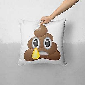 iiRov Crying Poo Emoticon Emoji - Custom Decorative Home Decor Indoor or Outdoor Throw Pillow Cover for Sofa, Bed or Couch Cushion (Pillow CASE Cover ONLY)