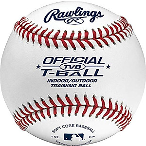 Rawlings | Official T-Balls | TVB | Youth/6u | Bucket | 12 Count | Sponge Rubber Core | Indoor/Outdoor White