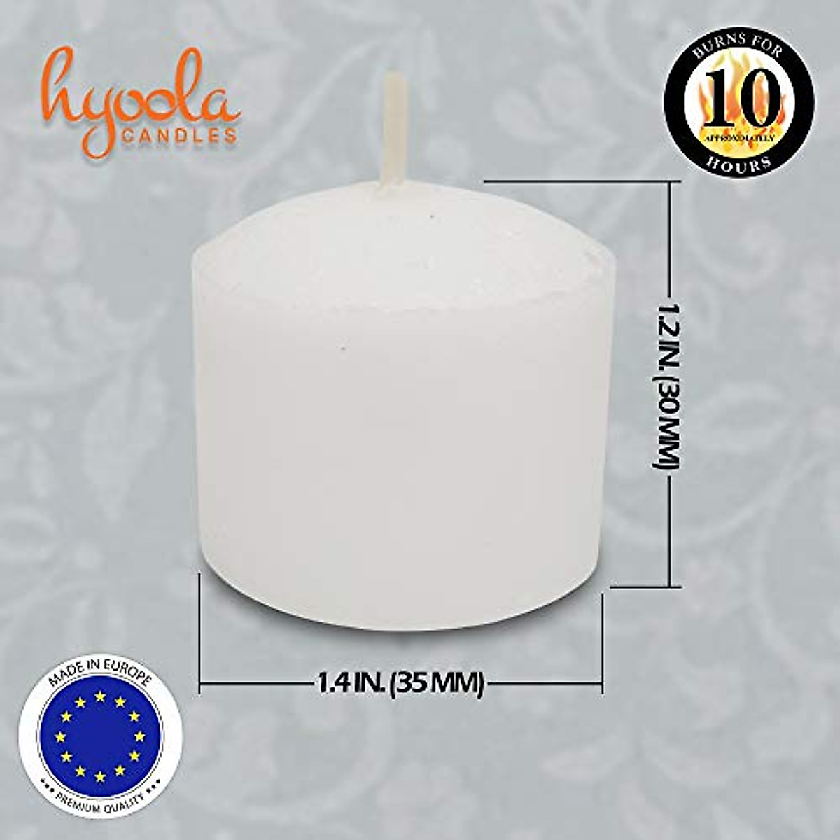 Hyoola Votive Candles - 10 Hour Burn Time - Unscented Candles Votives Bulk - Pack of 50 White Candles - European Made