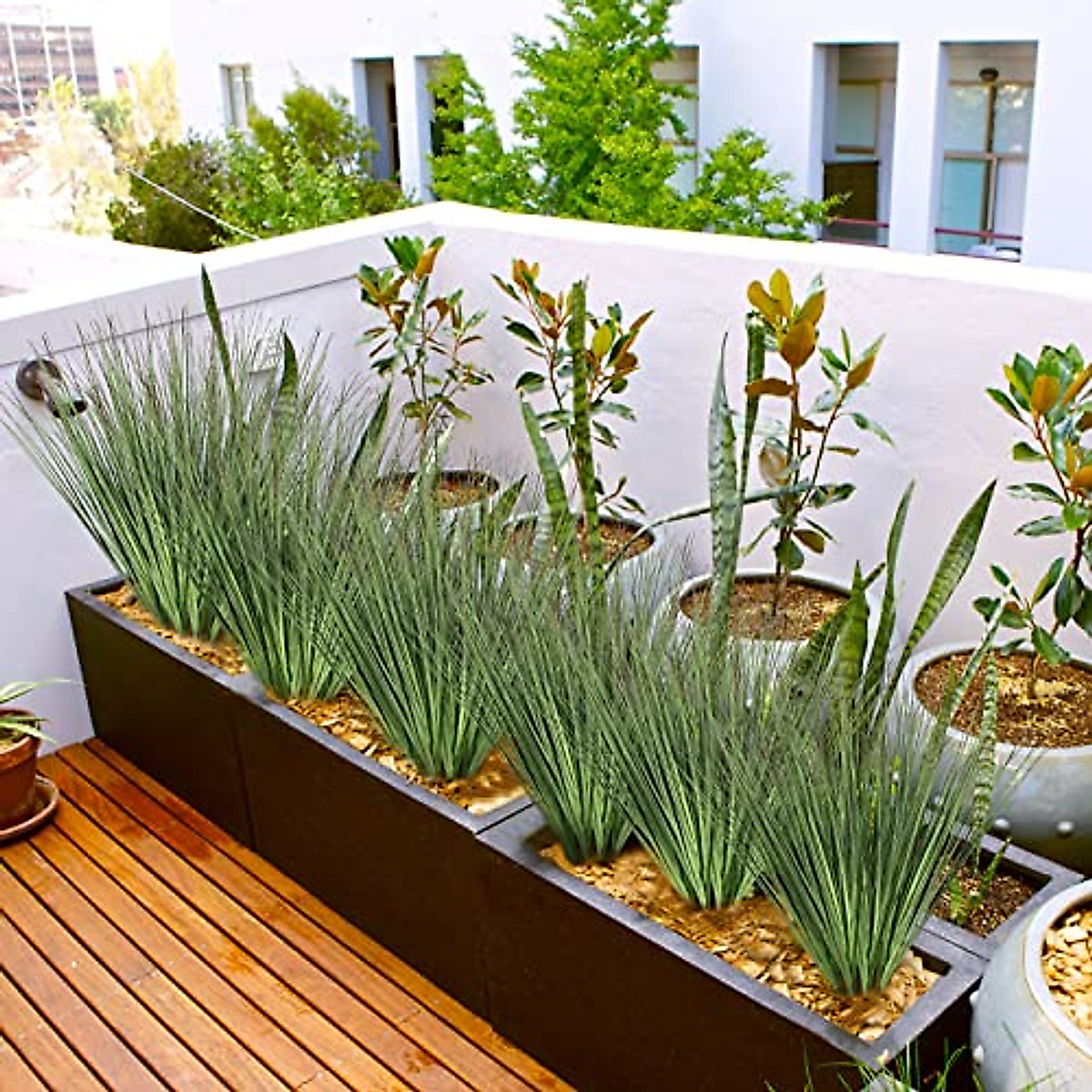 Artflower Artificial Plants 23.6" Onion Grass Greenery Plastic Wheat Grass Bushes Faux Greenery Shrubs Fake Outdoor Plants for Home Office Room Indoor Outside Gardening Decor, 4 Pack