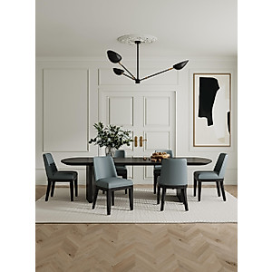 Manhattan Comfort Gansevoort Modern Faux Leather Dining Chair with Solid Beech Wood Frame, Upholstered Accent Furniture for Kitchen Table or Office, Pewter