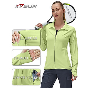 Women's UPF 50+ UV Sun Protection Clothing Long Sleeve Athletic Hiking Shirts Lightweight SPF Zip Up Outdoor Jacket(Green,XL)