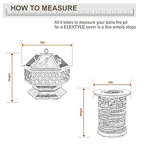 ELEXTYLE Round Fire Pit Cover 32 Inch Waterproof Heavy Duty Outdoor Round Firepit Covers 600D Patio Small Fire Pit Table Cover Dustproof Anti UV,32”D X 24”H