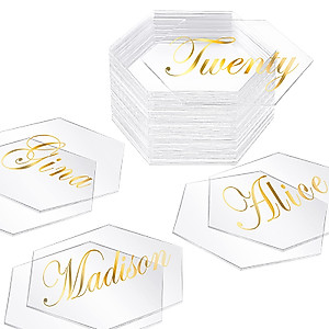 Yalikop 80 Pcs Clear Acrylic Place Cards 3.15" x 2.76" Hexagon Blank Plates Acrylic Hexagon Tiles Acrylic Name Plate Acrylic Seating Chart Escort Name Plate for Wedding DIY Table Setting Dinner Party