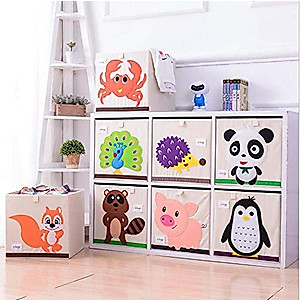 VMOTOR Foldable Animal Canvas Storage Toy Box/Bin/Cube/Chest/Basket/Organizer for Kids, 13 inch(Shark)