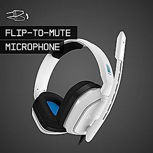 ASTRO Gaming A10 Wired Gaming Headset, Damage Resistant, Astro Audio, Dolby Atmos, 3.5mm Audio Jack, Xbox Series X|S, Xbox One, PS5, PS4, Switch, PC, Mac, Mobile - White/Blue