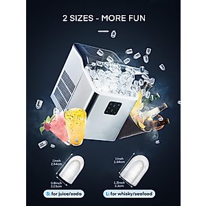 Countertop Ice Maker Machine 𝑺𝒕𝒂𝒊𝒏𝒍𝒆𝒔𝒔 𝑺𝒕𝒆𝒆𝒍, 9 Bullet Ice in 6 Mins, 𝟑𝟎𝒍𝒃𝒔 24h, Self-Clean, 2 Ice Sizes, LCD Display, Portable Ice Maker w/Ice Scoop & Basket, Home/Kitchen/Office