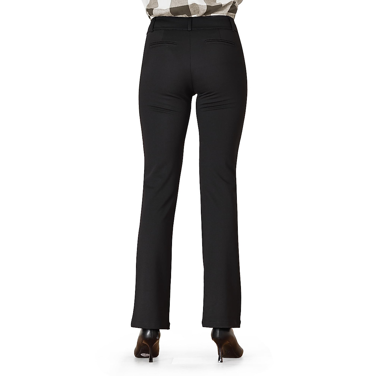 Balleay Art Women's Dress Pants Work Pull On Straight Leg Yoga Business Office Pants Long Casual Workout Slacks Black