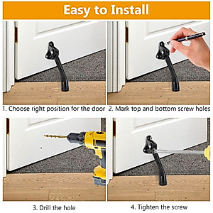 FVIEXE 4 Packs Door Stopper, 4 Inch Kickdown Door Stop for Bottom of Door Kick Down Door Stoppers Kickstand Replacements, Heavy Duty Metal Doorstop Door Holder with Rubber Tip, Black