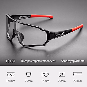 ROCKBROS Photochromic Sunglasses for Men Women Cycling Sunglasses Safety Sport Sunglasses UV Protection Transitions Sunglasses Driving Fishing Cycling Outdoor Sports