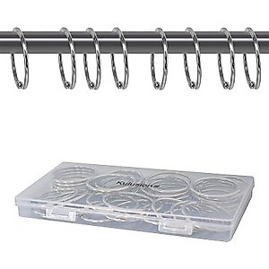36pcs Shower Curtain Rings, 1.7" Rust-Proof Metal Round Shower Curtain Hooks for Curtains Rod, Changing Room, Windows, Home Decoration, Movable Clasp (Sliver)