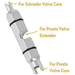 BIKEHAND Bicycle Valve Core Remover Tool for Presta and Schrader Tubeless Cycling Tires - Presta Valve Extender with 5mm Wrench Flats - Bike Valve Core Repair Tool - Multifunction Inner Tube Wrench