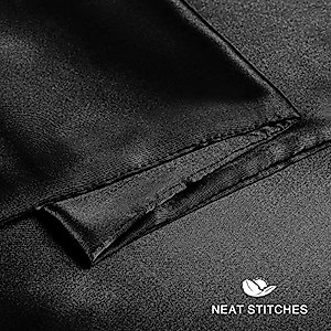 Satin Pillowcase for Hair and Skin, Set of 2 Black Silk Pillowcase Satin Pillowcase with Envelope Closure(Black,20x30 inches)