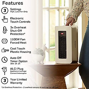 Honeywell VersaHeat Digital 2-in-1 Position Heater and Fan. Space Heater for indoor use, Bedroom, Office, Bathroom, and Garage. Easy-to-use touch controls. White