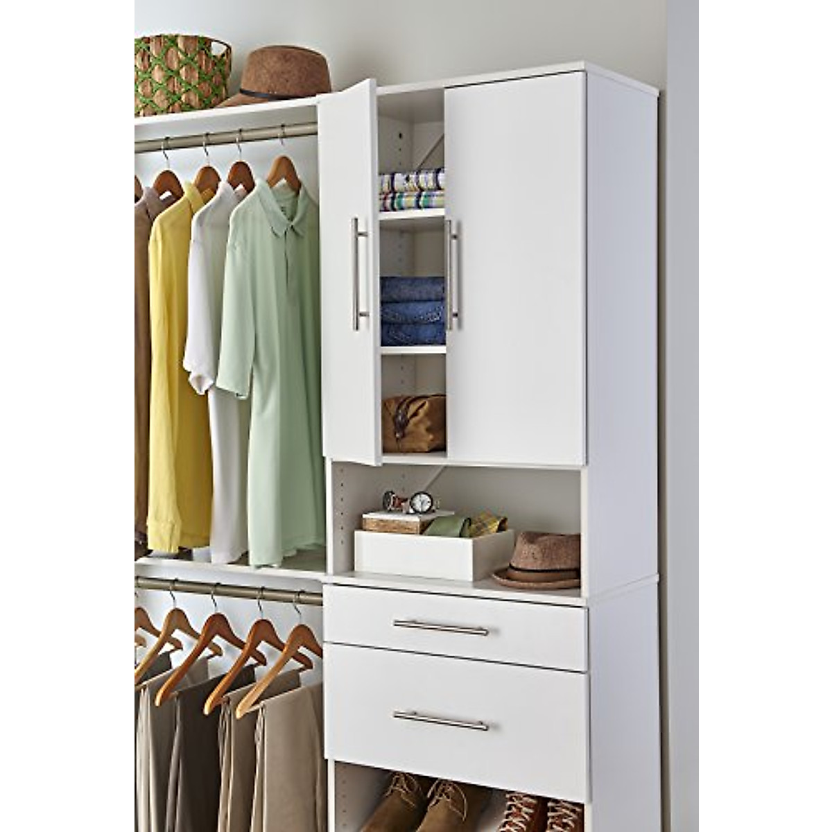 ClosetMaid SuiteSymphony Wood Closet Set, Add On Accessory, Modern Style For Storage, Clothes, Units, Pure White/Satin Nickel, 25-Inch Door Pair