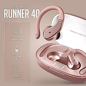 Runner 40- Wireless Earbuds for Running, Small Bluetooth Earbuds for Small Ears Women, Running Bluetooth Earbuds, Small Wireless Earbuds for Small Ear Canals with EarHooks, Over The Ear Earbuds