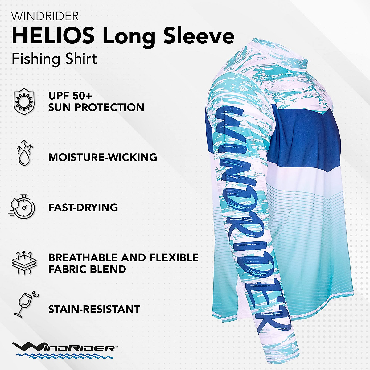 UPF50+ Long Sleeve Fishing Shirts for Men - Vented Sides, Light Weight, Wicking