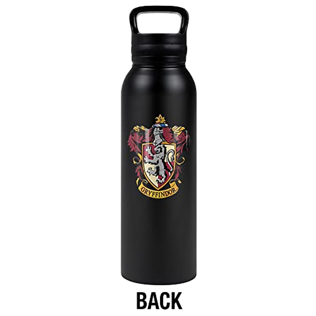 Harry Potter OFFICIAL Gryffindor Crest 24 oz Insulated Canteen Water Bottle, Leak Resistant, Vacuum Insulated Stainless Steel with Loop Cap, Black